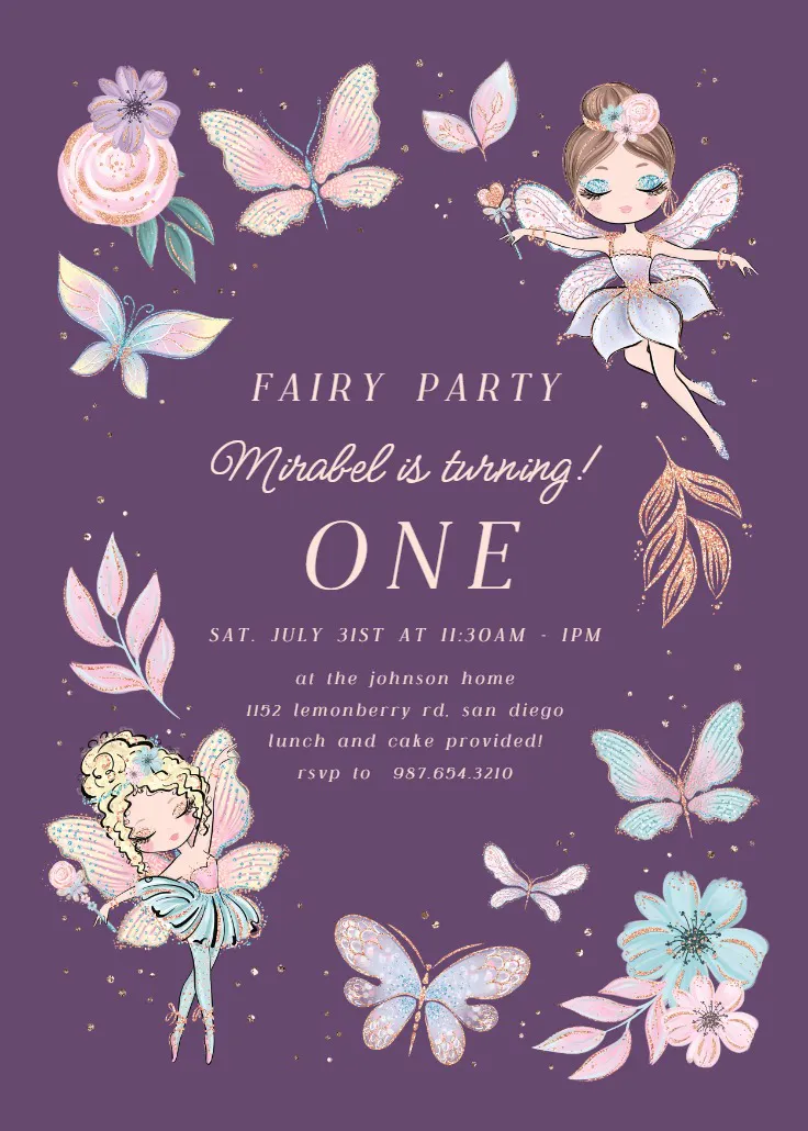 Fairy Bash - Birthday Invitation Template (Free) | Greetings Island