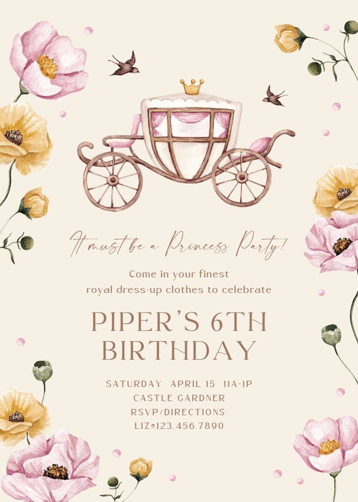 Princess Birthday Invitation Templates (Free) | Greetings Island